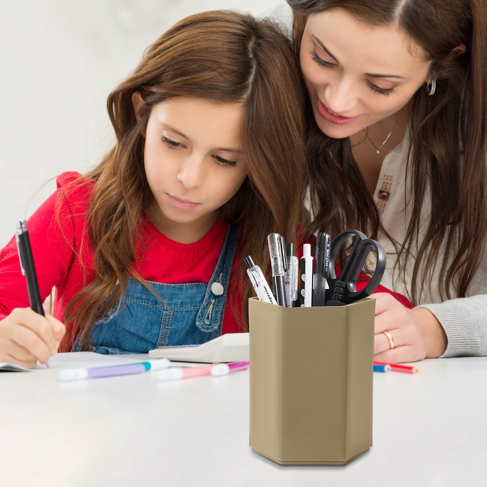 Hexagonal Brush Pot Pen Container, Desk Organizer, Primary Educational ...