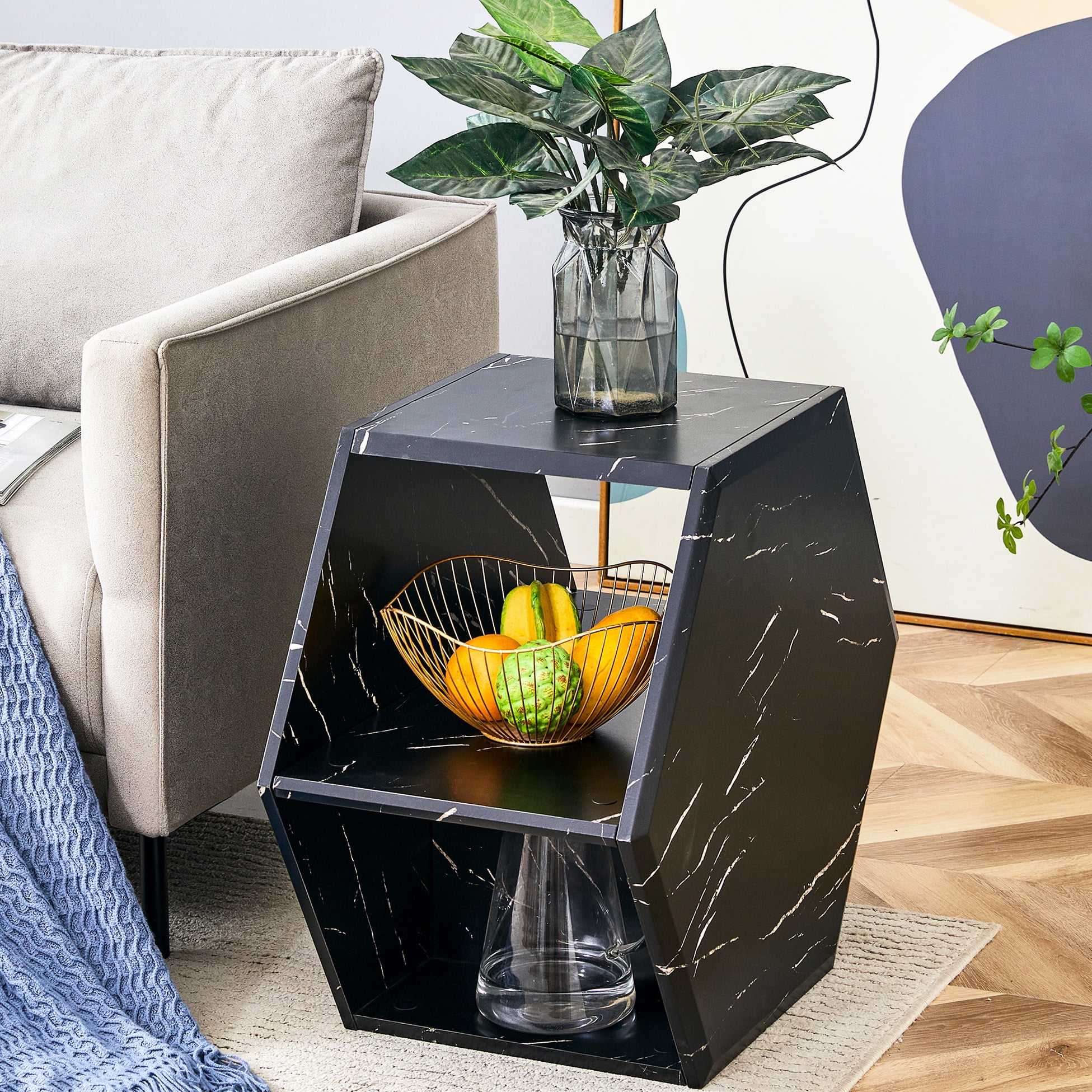 Hexagonal Coffee Table With Captivating Design Stickers - Multi For ...