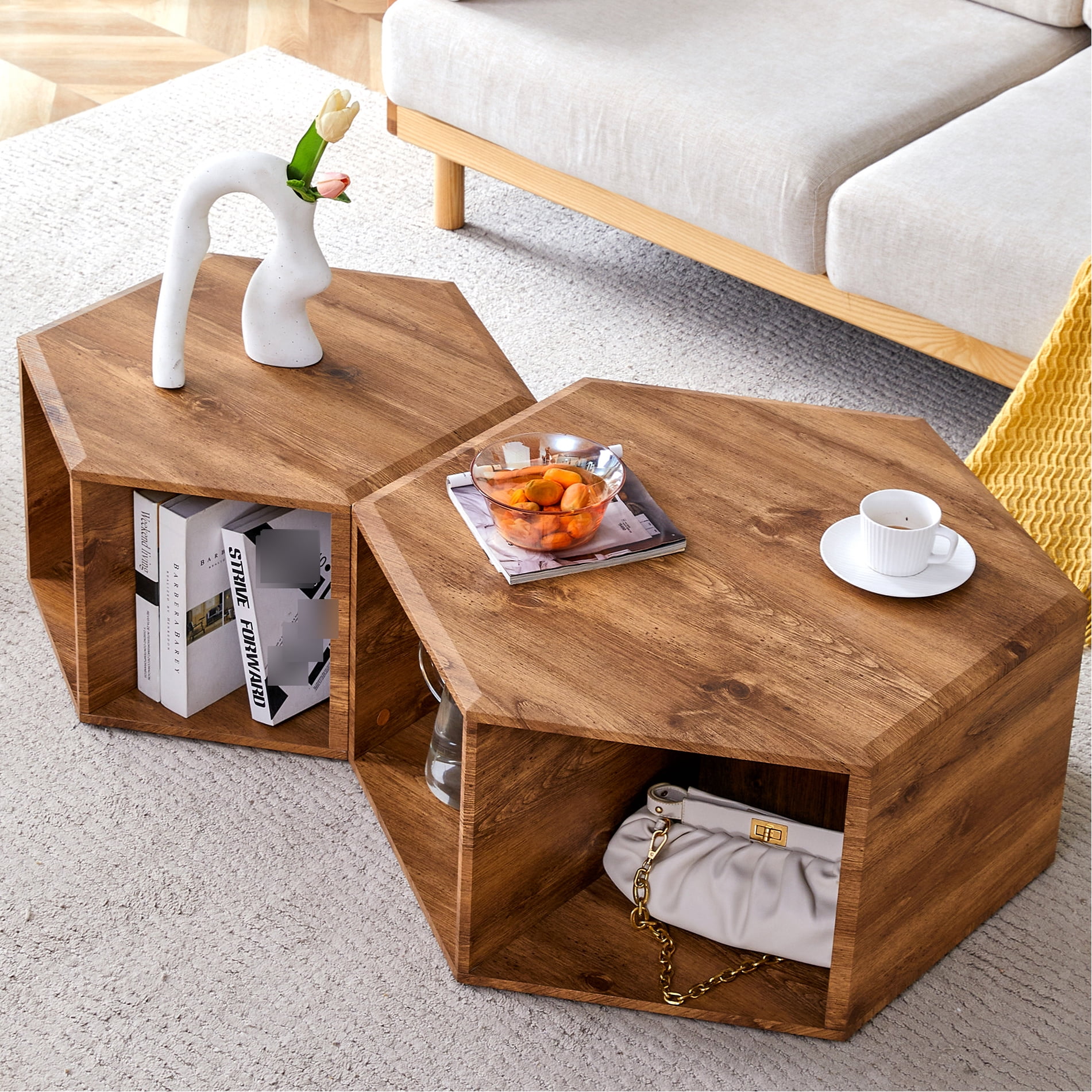 Hexagonal Coffee Table - Modern Look, Characteristic Patterns, Ample ...