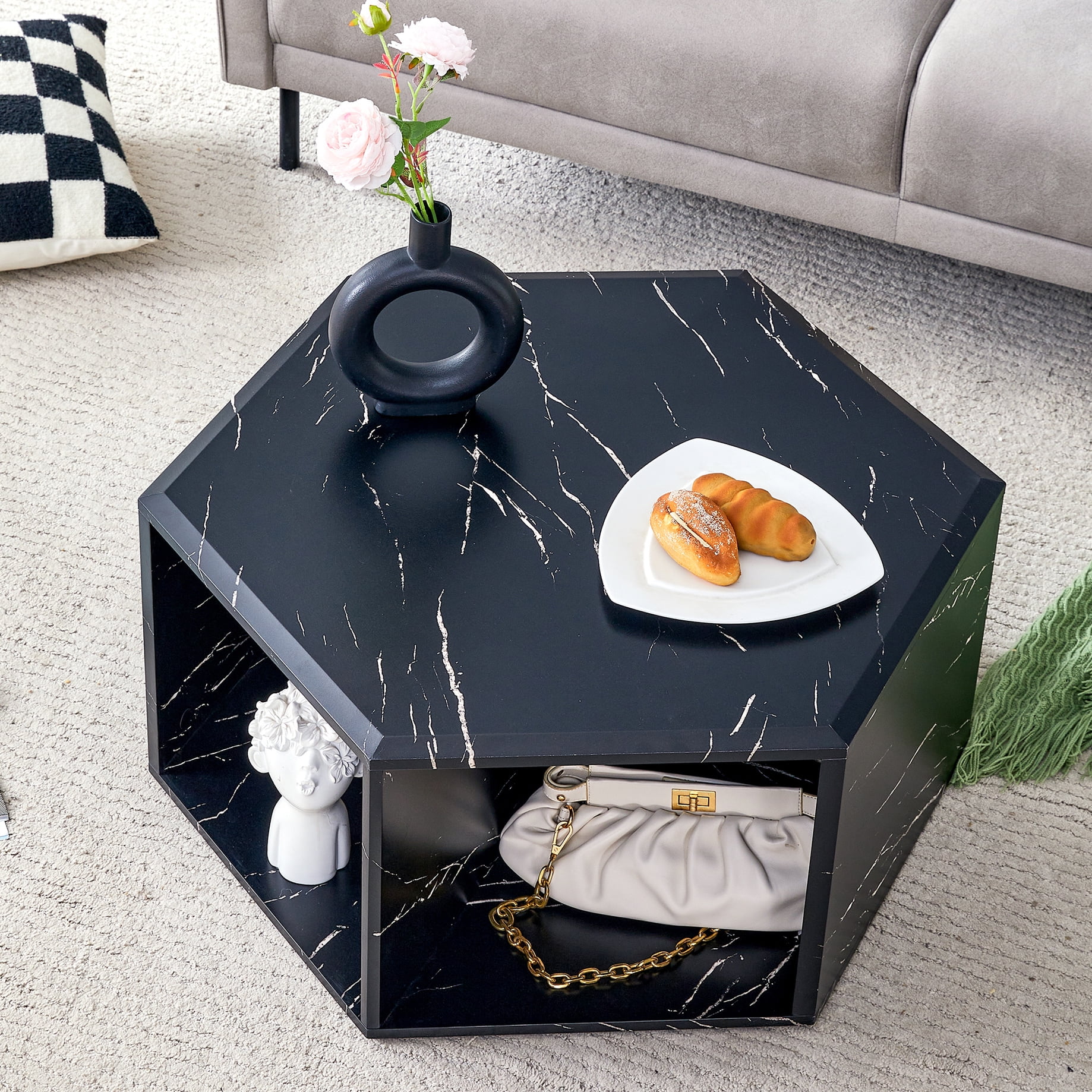 Hexagonal Coffee Table With Remarkable Pattern Decorations - Elegant And Functional, Multi ...