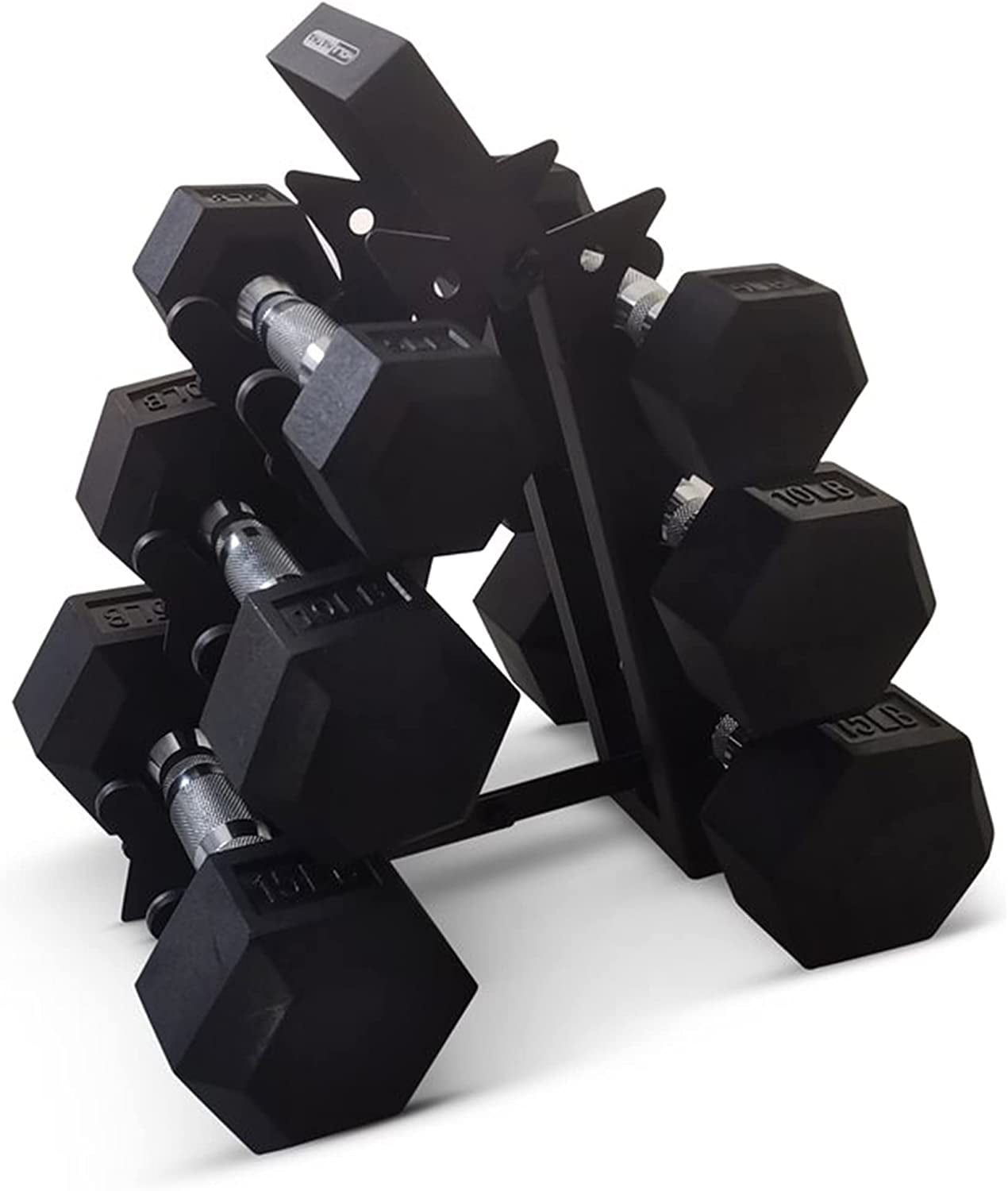 Hexagonal Dumbbell Free Hand Weight Set w/Rack - Walmart.com