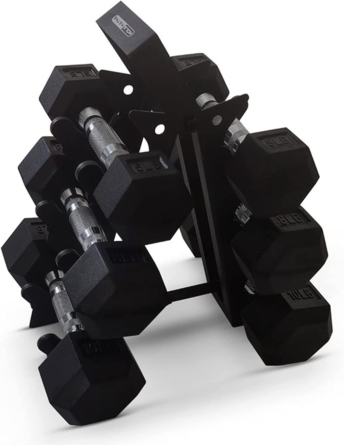 Hexagonal Dumbbell Free Hand Weight Set w/Rack - Walmart.com