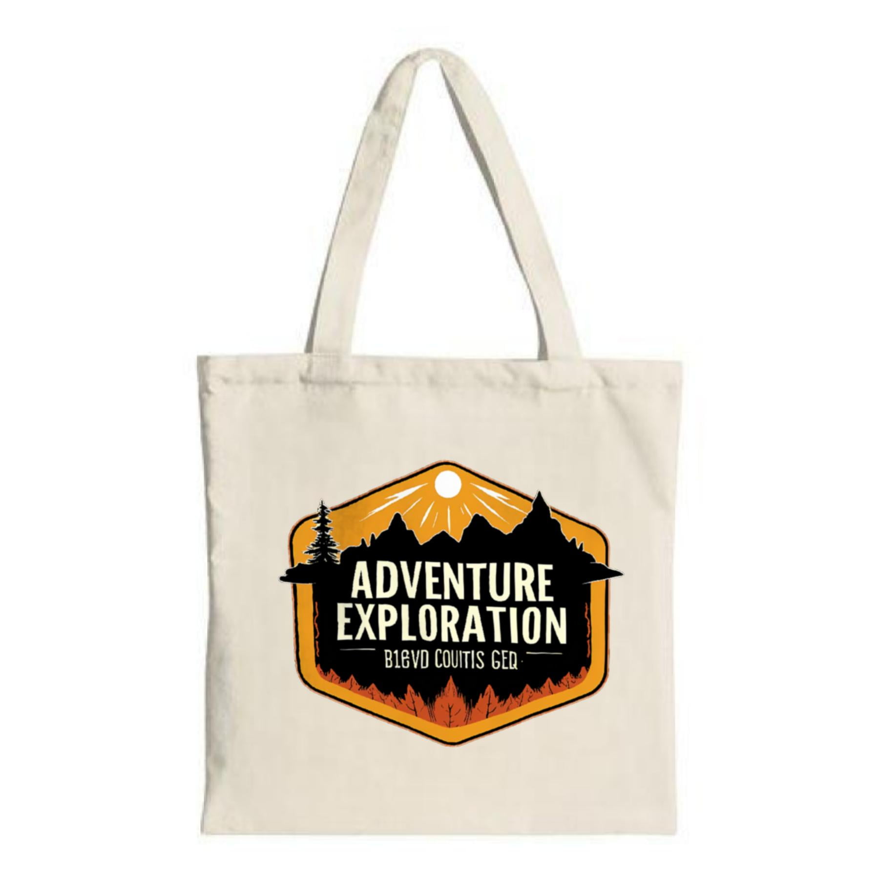 Hexagonal Emblem Tote Bag - Mountain Tree & Sun Design " ADVENTURE ...
