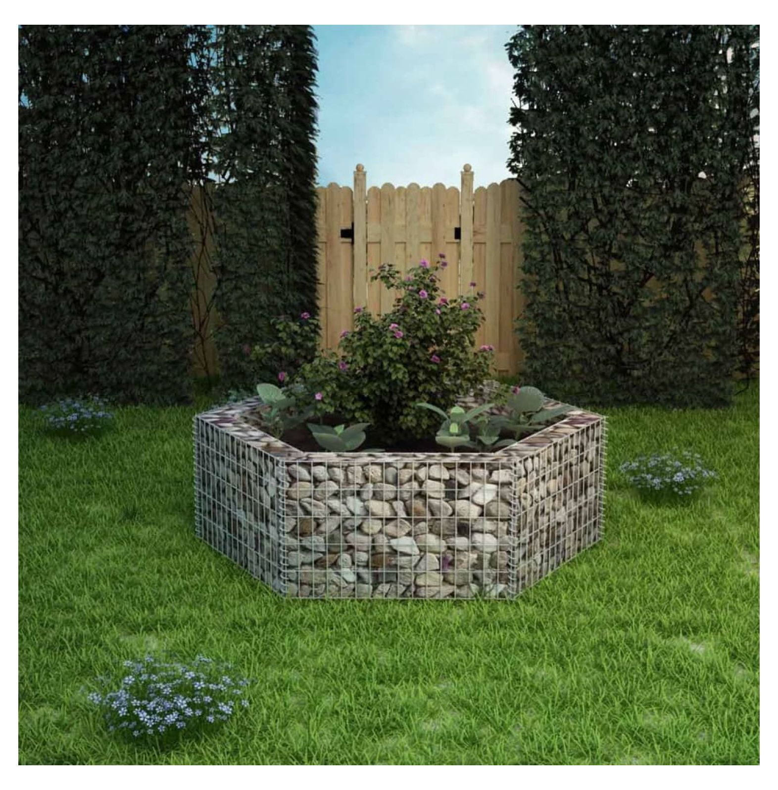 Hexagonal Gabion Raised Bed 63"x55.1"x19.7" Silver - Walmart.com