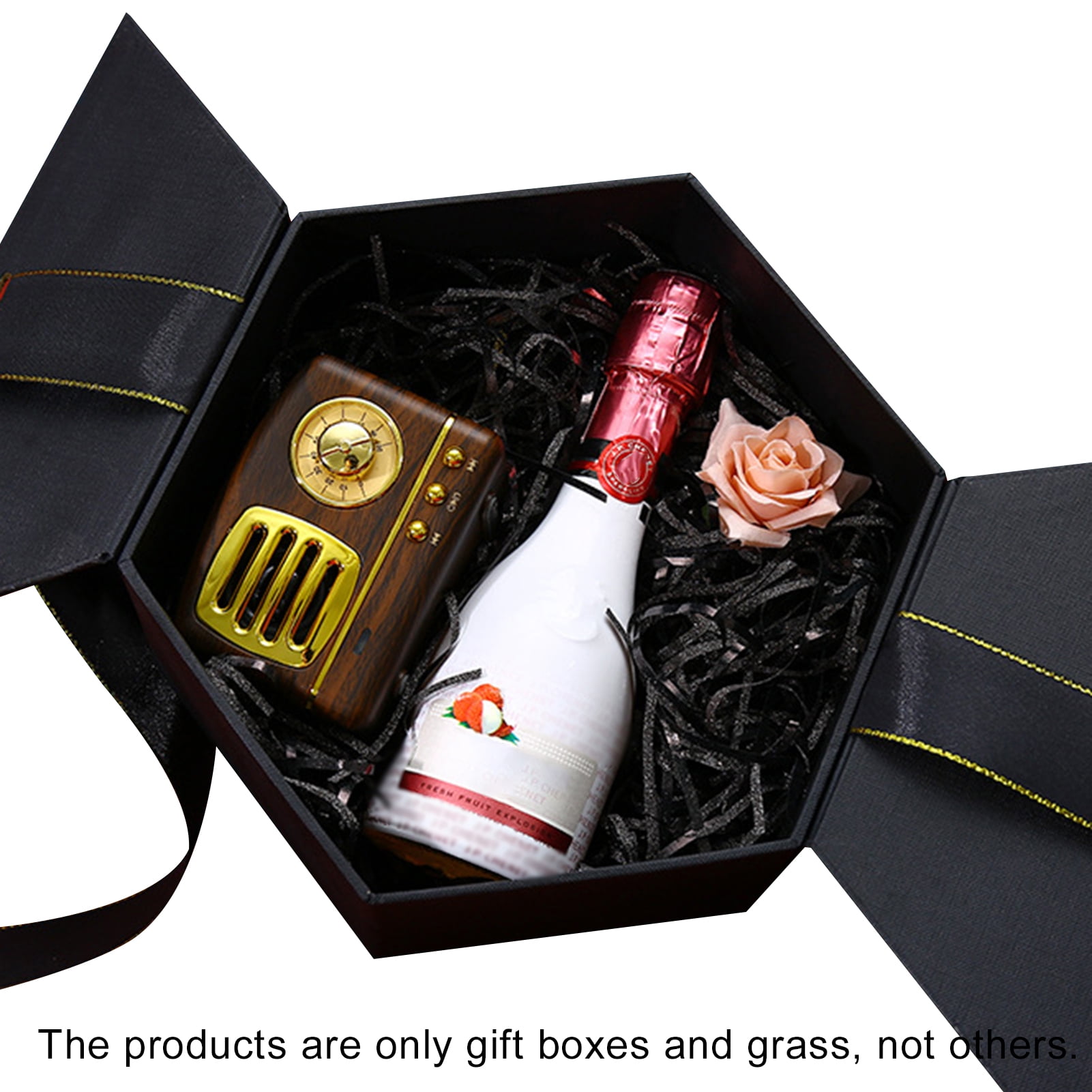 Hexagonal Gift Box, Gift Box with Cover Ribbon for Wedding, Halloween ...