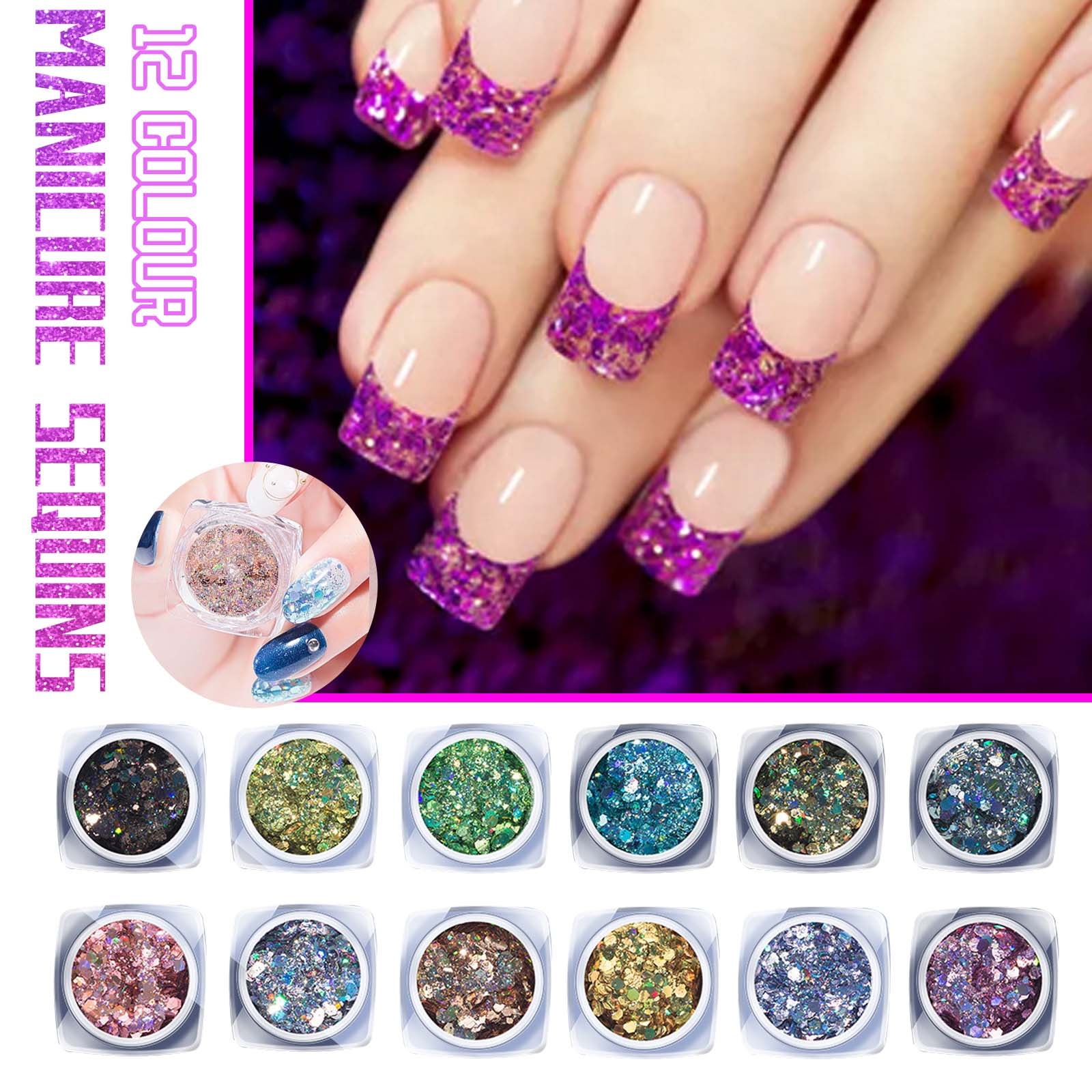 Hexagonal Glitter Nail Polish, Colorful Sequin Powder, 0.5oz Jar ...
