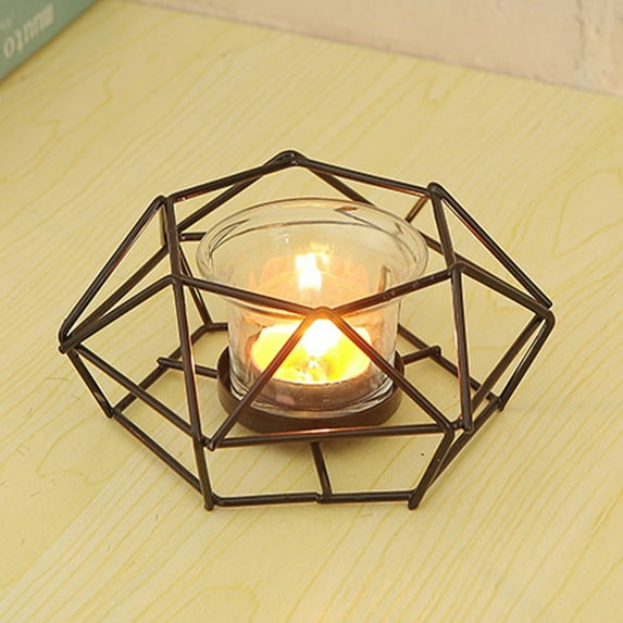 Hexagonal Iron Candle Holder Stand 5 Inch, Geometric Tealight Candle ...