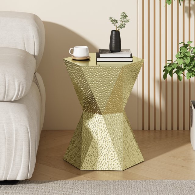 Hexagonal Iron Side Table with Knockout Pit Texture - Walmart.com