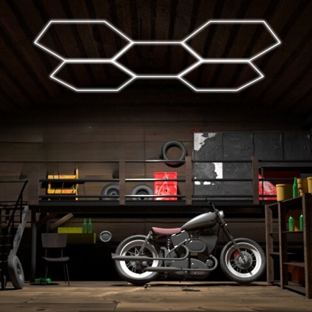 Hexagonal LED Garage Lights Honeycomb Detailing Showroom 5-Grid Ceiling ...