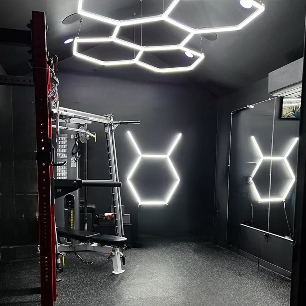 Hexagonal LED Garage Lights Honeycomb Detailing Showroom 5 Grids ...