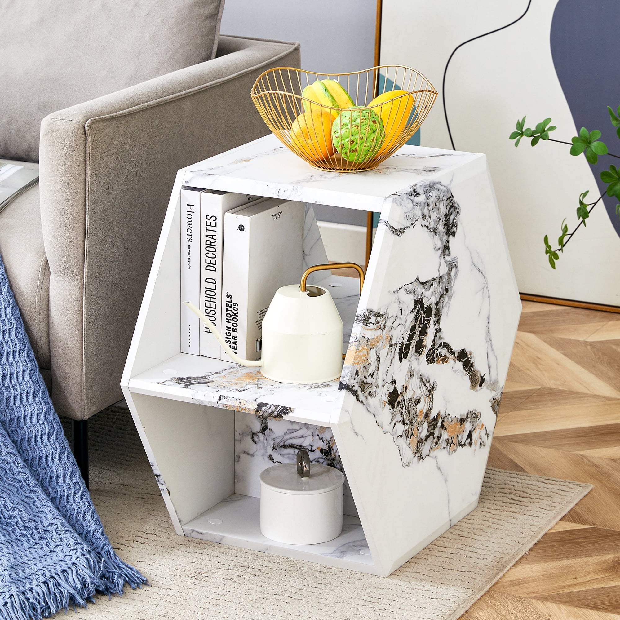 Hexagonal Mdf Coffee Table,Characteristic Pattern Stickers,Multi-Hole ...