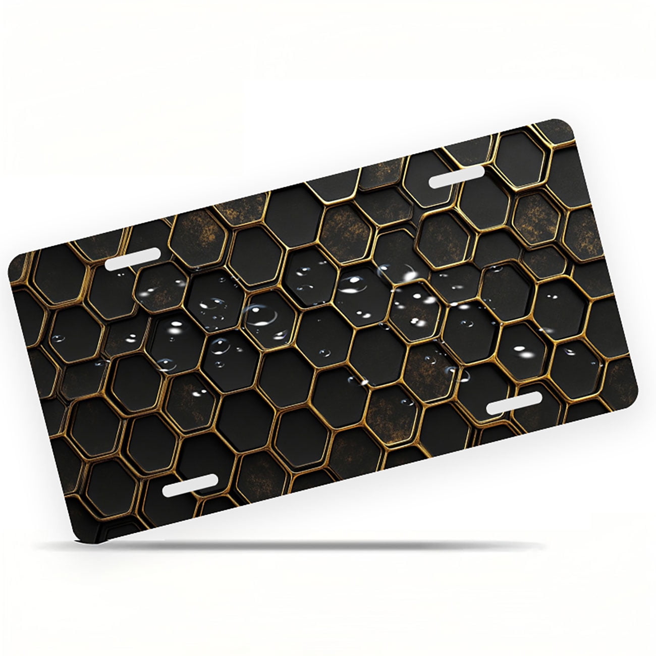 Hexagonal Metal Pattern Funny Personalized License Plate Rust-proof ...