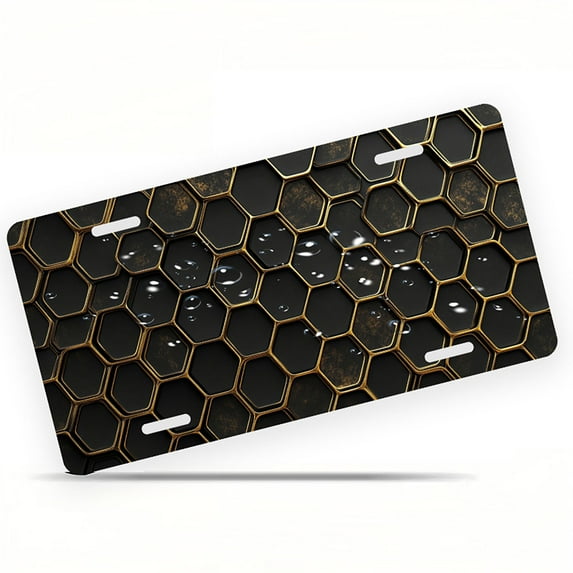 Hexagonal Metal Pattern Funny Personalized License Plate Rust-proof ...