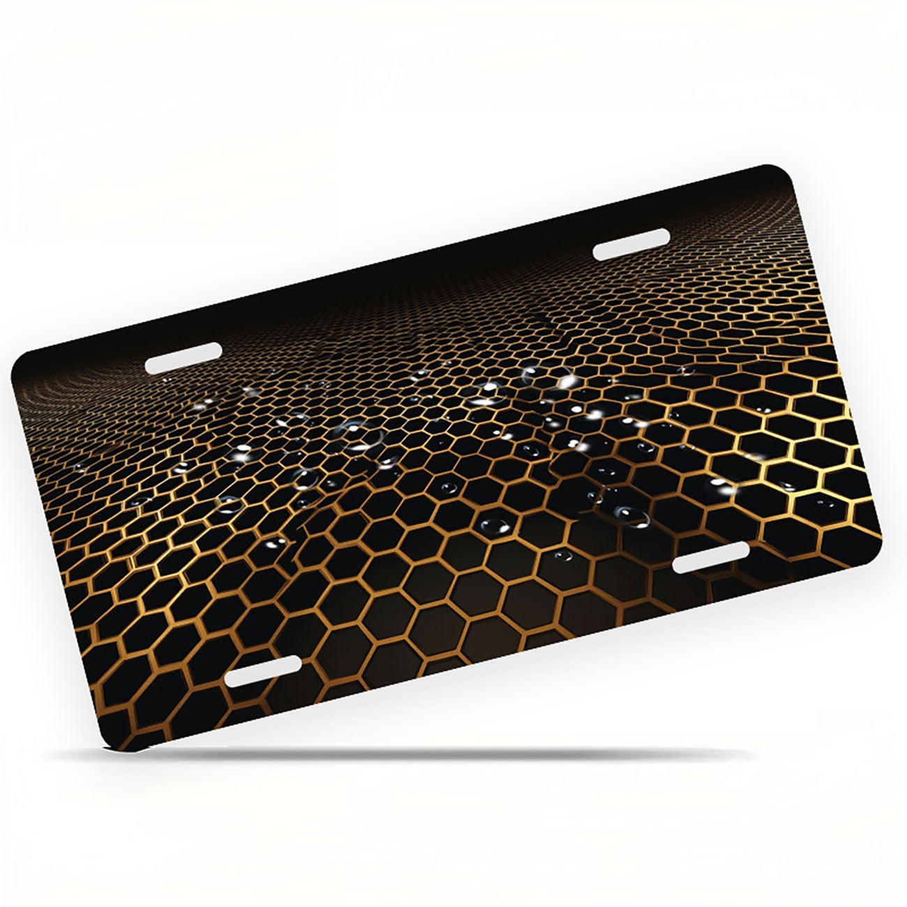 Hexagonal Metal Texture Funny Personalized License Plate Rust-proof ...