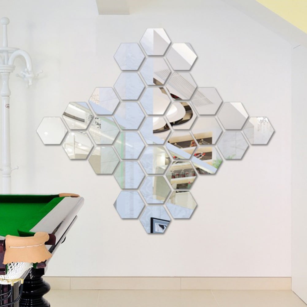 Hexagonal Mirror Sheets, Mirror Wall Stickers Non Glass Self Adhesive ...