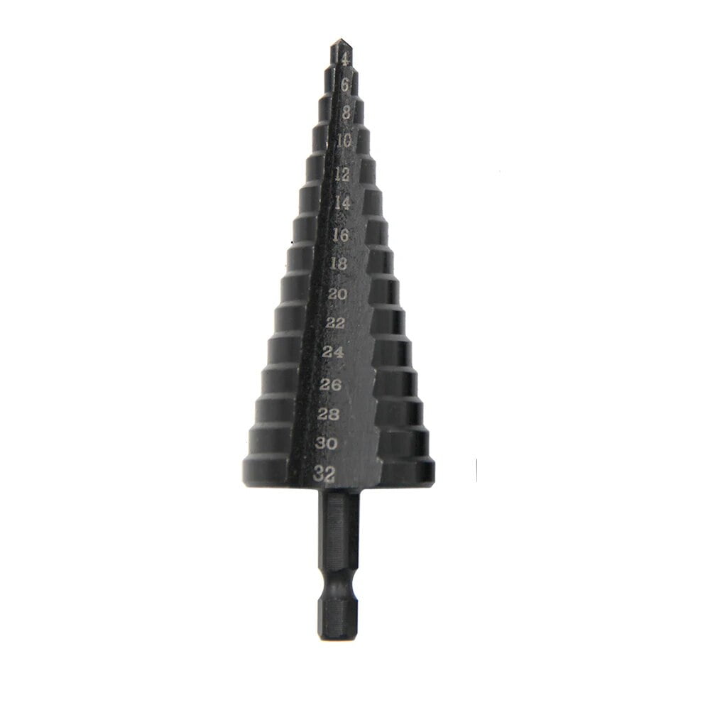 Hexagonal Shank Straight Groove Black Step Drill Bit 4-32mm Enlarged ...