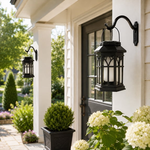 Hexagonal Solar Flame Lantern Led Flickering Candle Light Outdoor Patio ...