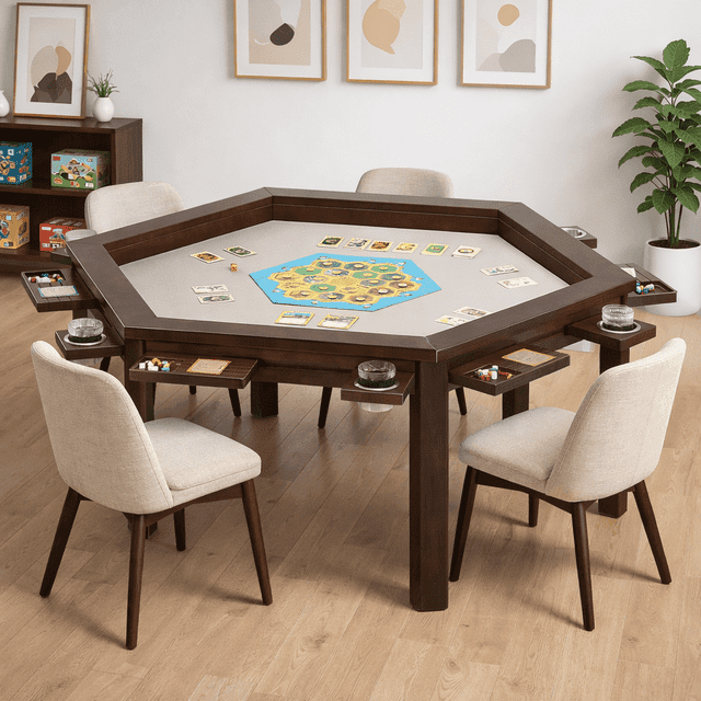 Avocahom Hexagonal Solid Wood Board Game Table for 4-6 Players ...