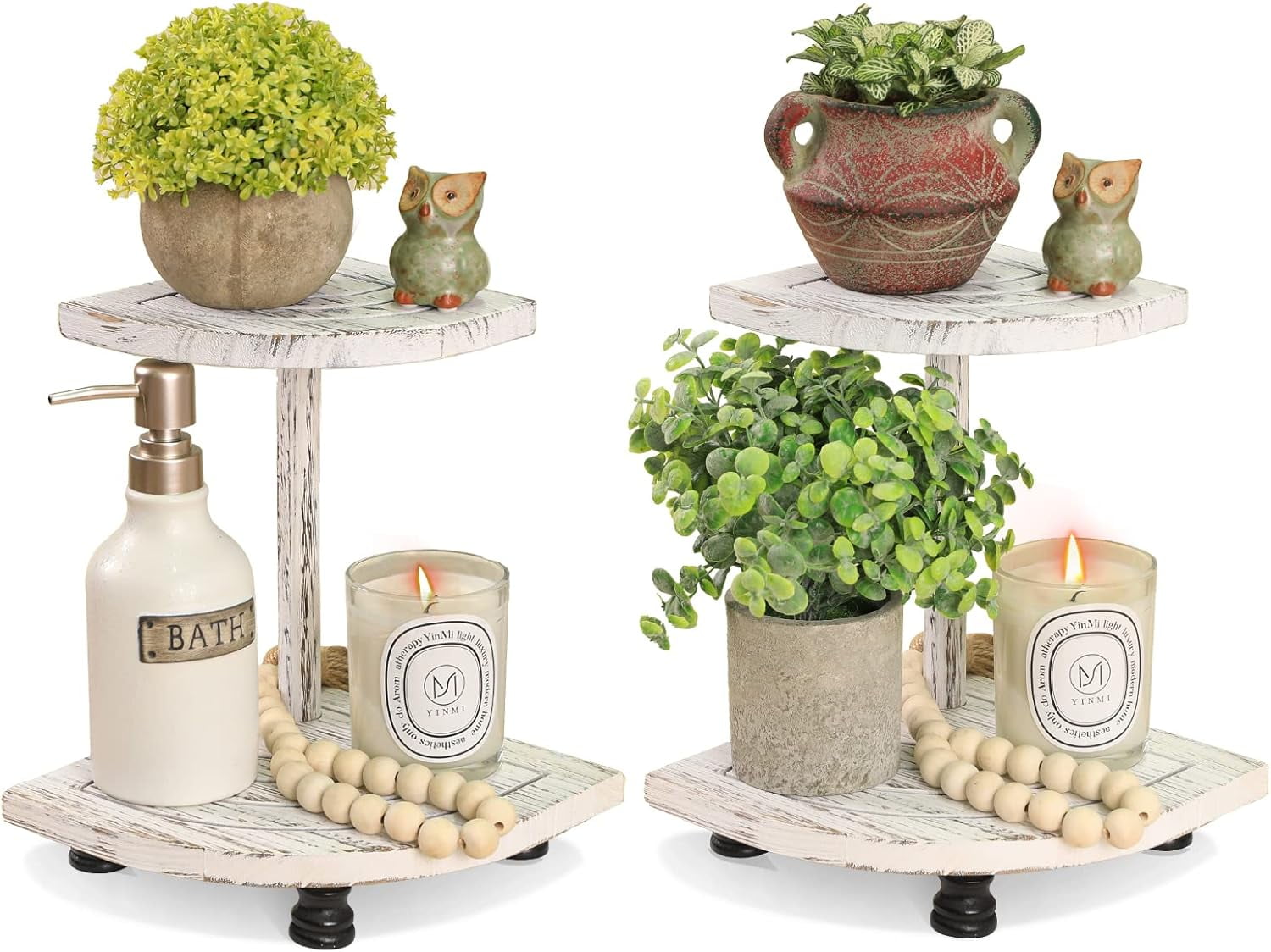 Hexagonal Wood Riser for Display, 2-Tier Wood Farmhouse Riser for ...