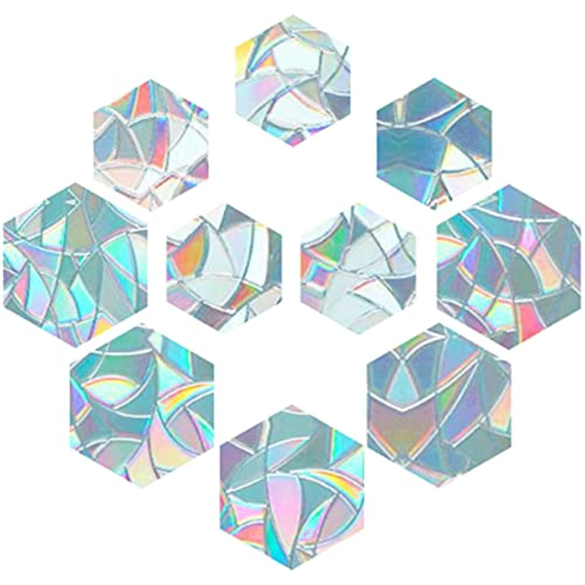 Hexagons Window Clings Static Rainbow Glass Stickers Anti-Collision ...