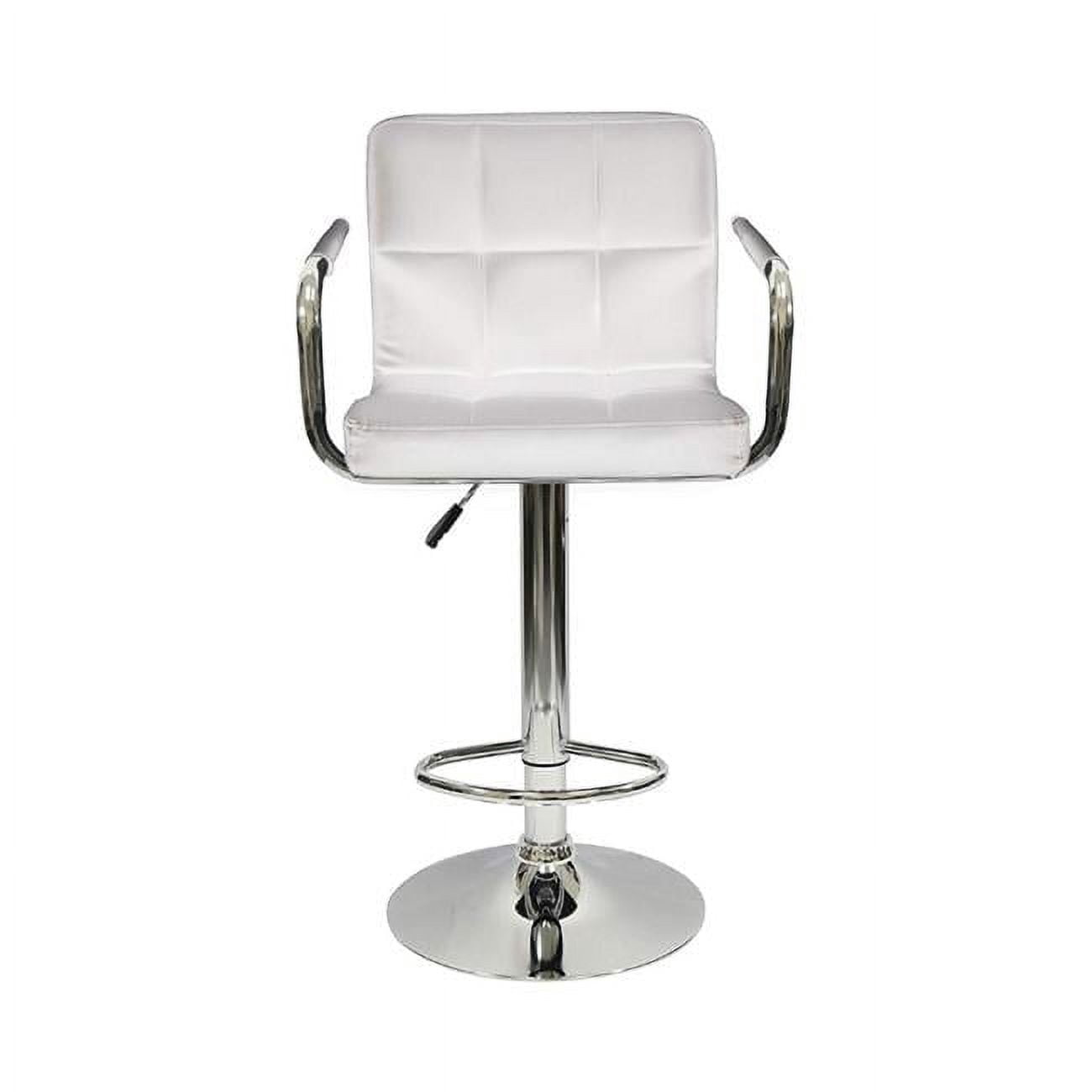 Hexagrid PU Height Adjustable Bar Stool with Arms, White - Set of 2 ...