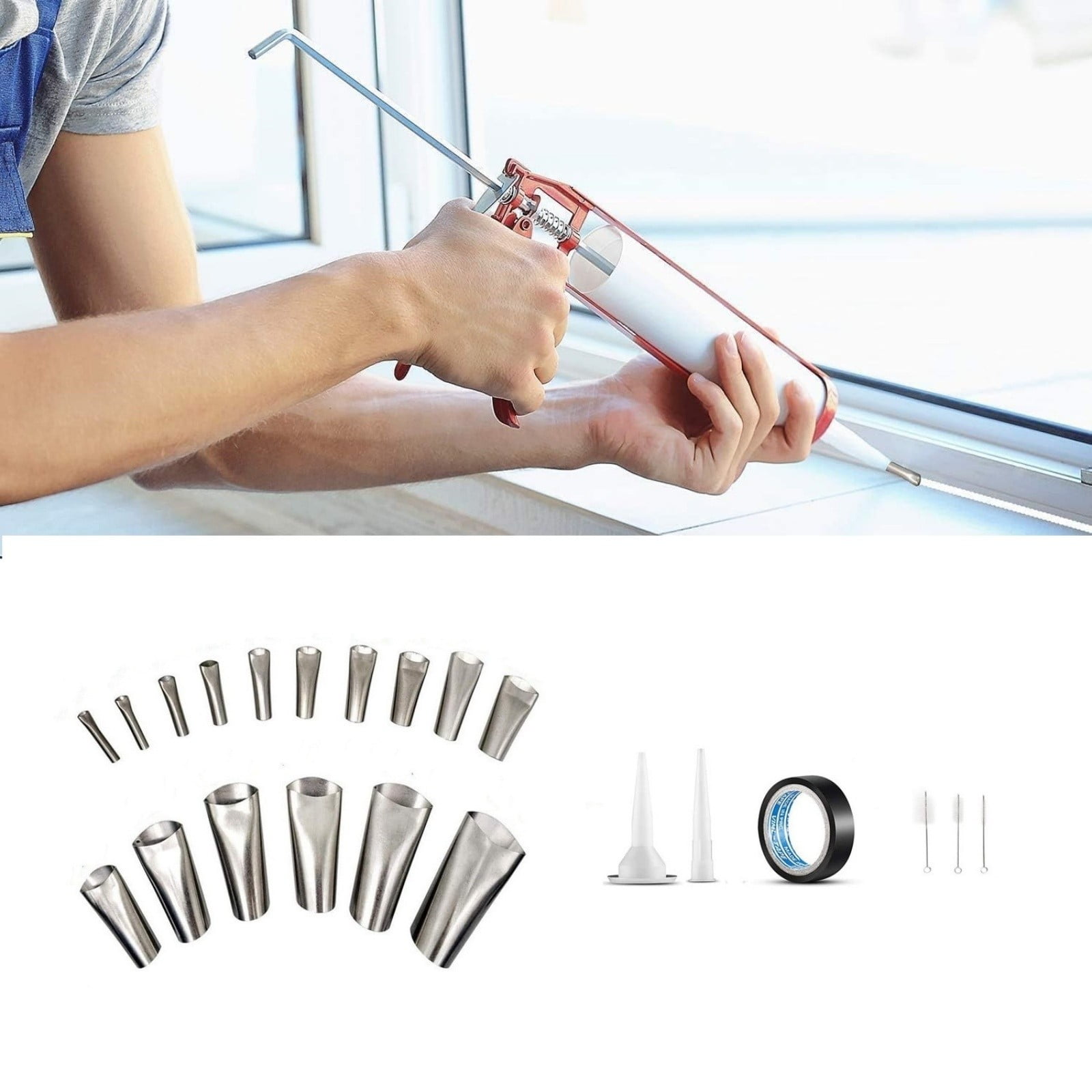 Hexang Recommend Glue A Set Of Integrated Stainless Nozzles 16 Rubber Nozzles 3 Brushes 2 Bases
