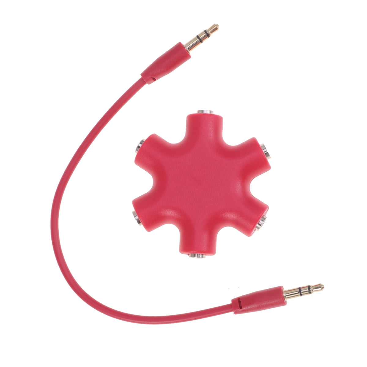 Hexangular Headphone Jack Splitter 5 Way 6 Port Female Audio Connector ...