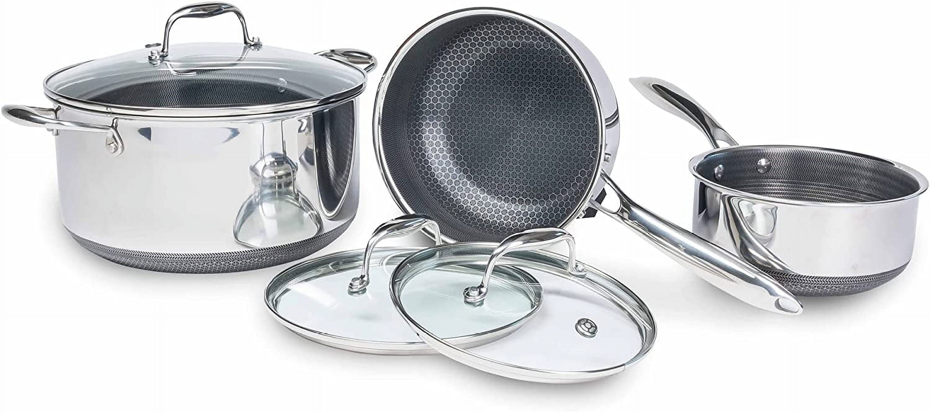Hexclad 6 Piece Non Stick Stainless Steel Cookware Pot Set - Walmart.com
