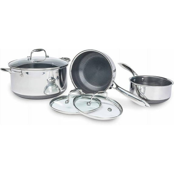 Hexclad 6 Piece Non Stick Stainless Steel Cookware Pot Set - Walmart.com