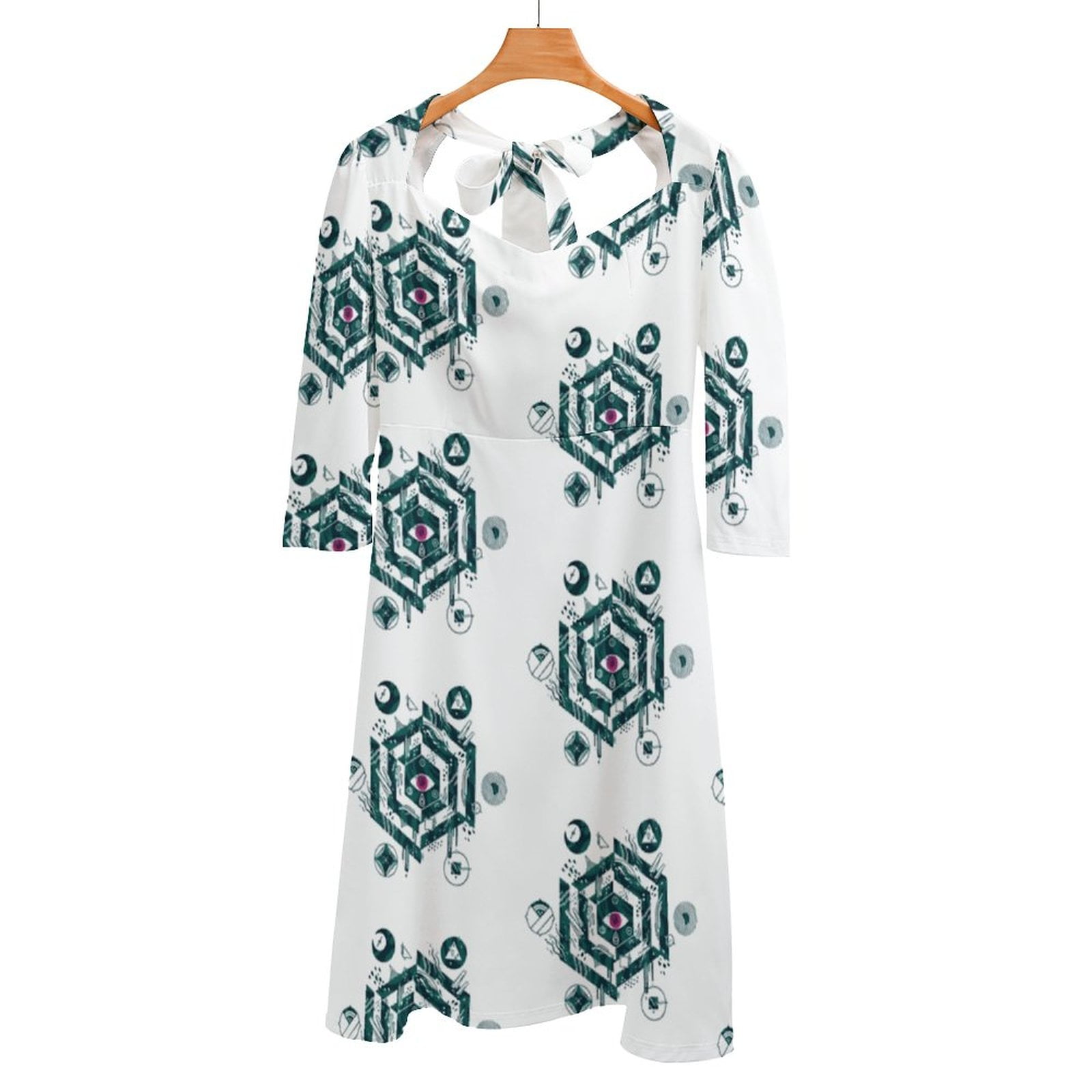 Hexed Back Lacing Backless Dress Square Neck Dress Sweet Elegant Dress ...