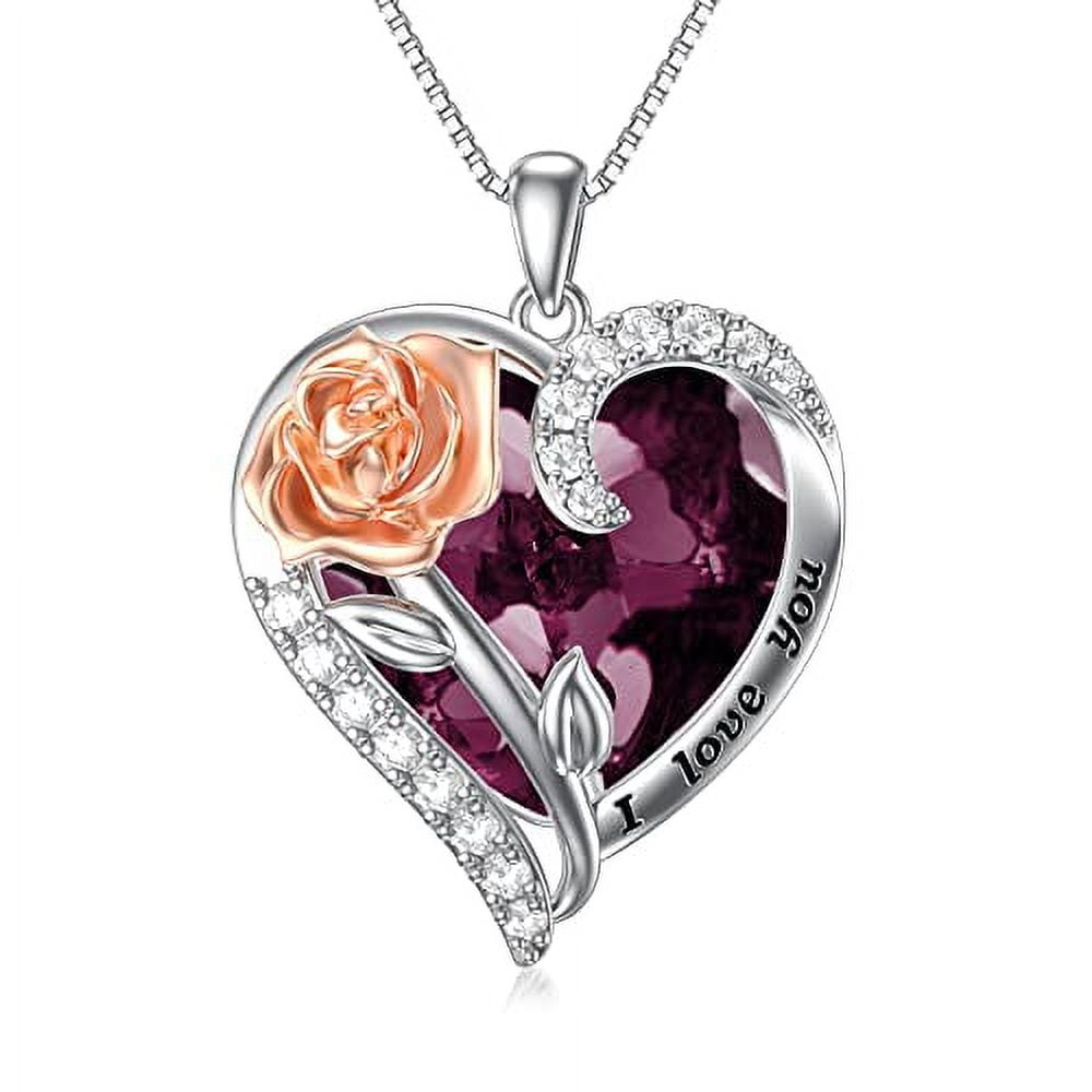 Hexplore Ideas Sterling Silver Rose Flower Pendant Necklace for Women ...