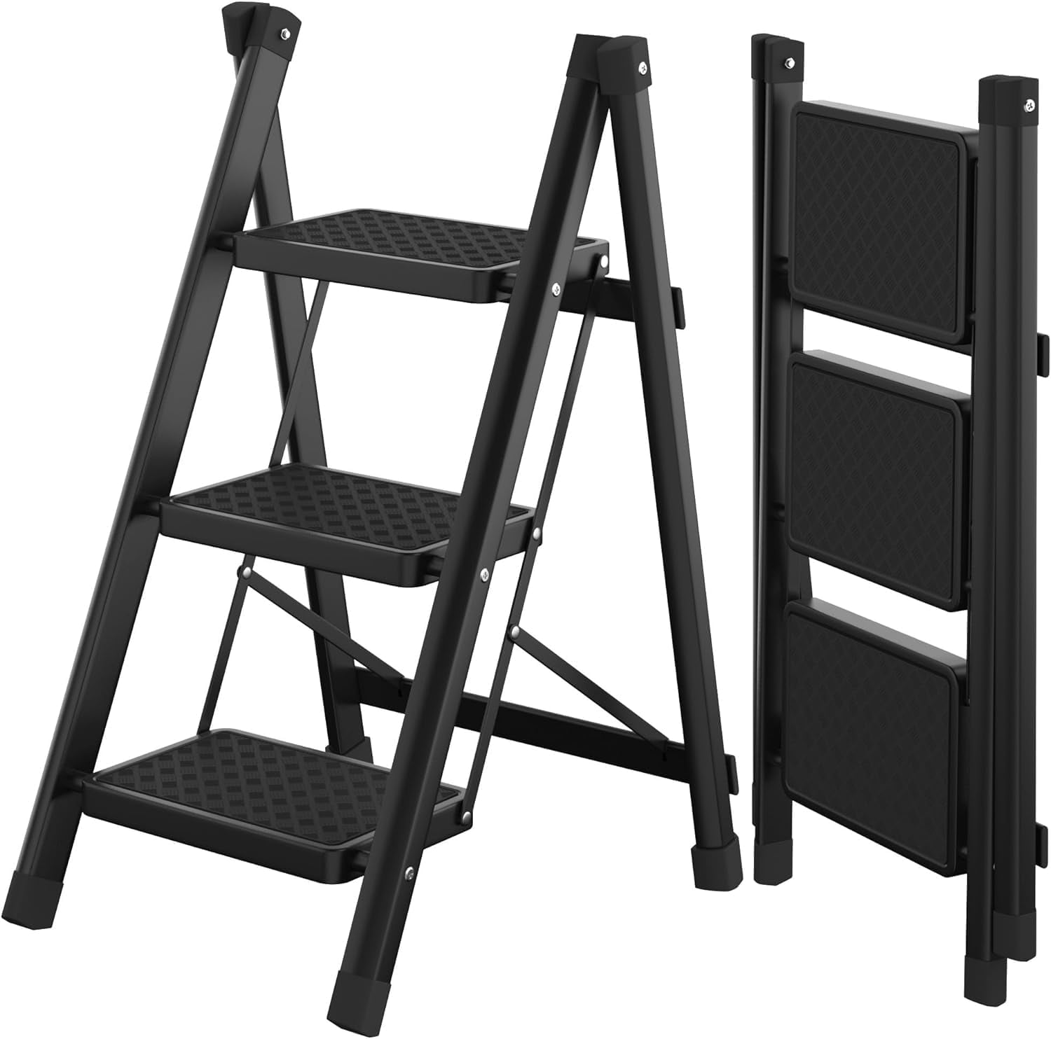 Hexwell Foldable 3Step Ladder for Home Heavy Duty Anti Skid Strong Wide ...