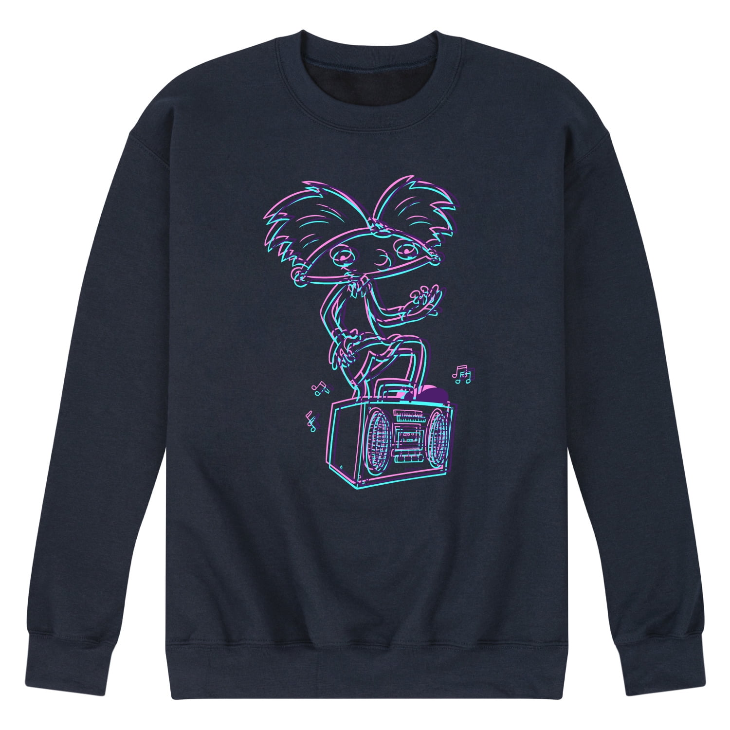 Hey Arnold! - 3D Arnold - Men's Crew Neck Fleece Pullover - Walmart.com