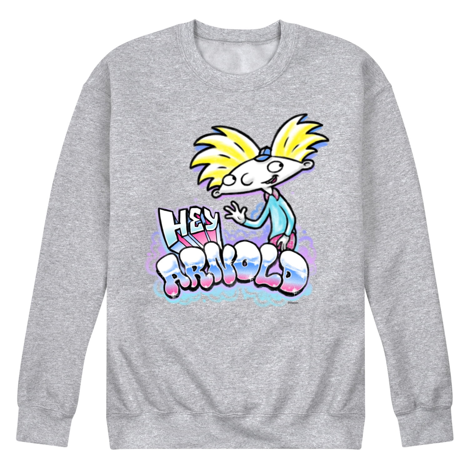 Hey Arnold! - Airbrush Arnold - Men's Crew Neck Fleece Pullover ...
