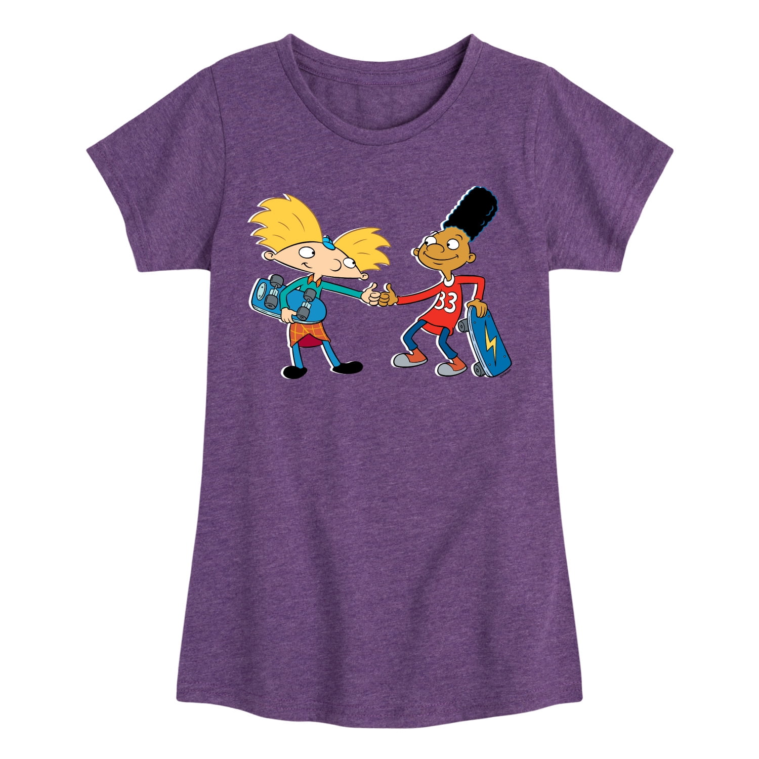 Hey Arnold! - Arnold and Gerald Skateboard - Toddler And Youth Girls Short Sleeve Graphic T ...