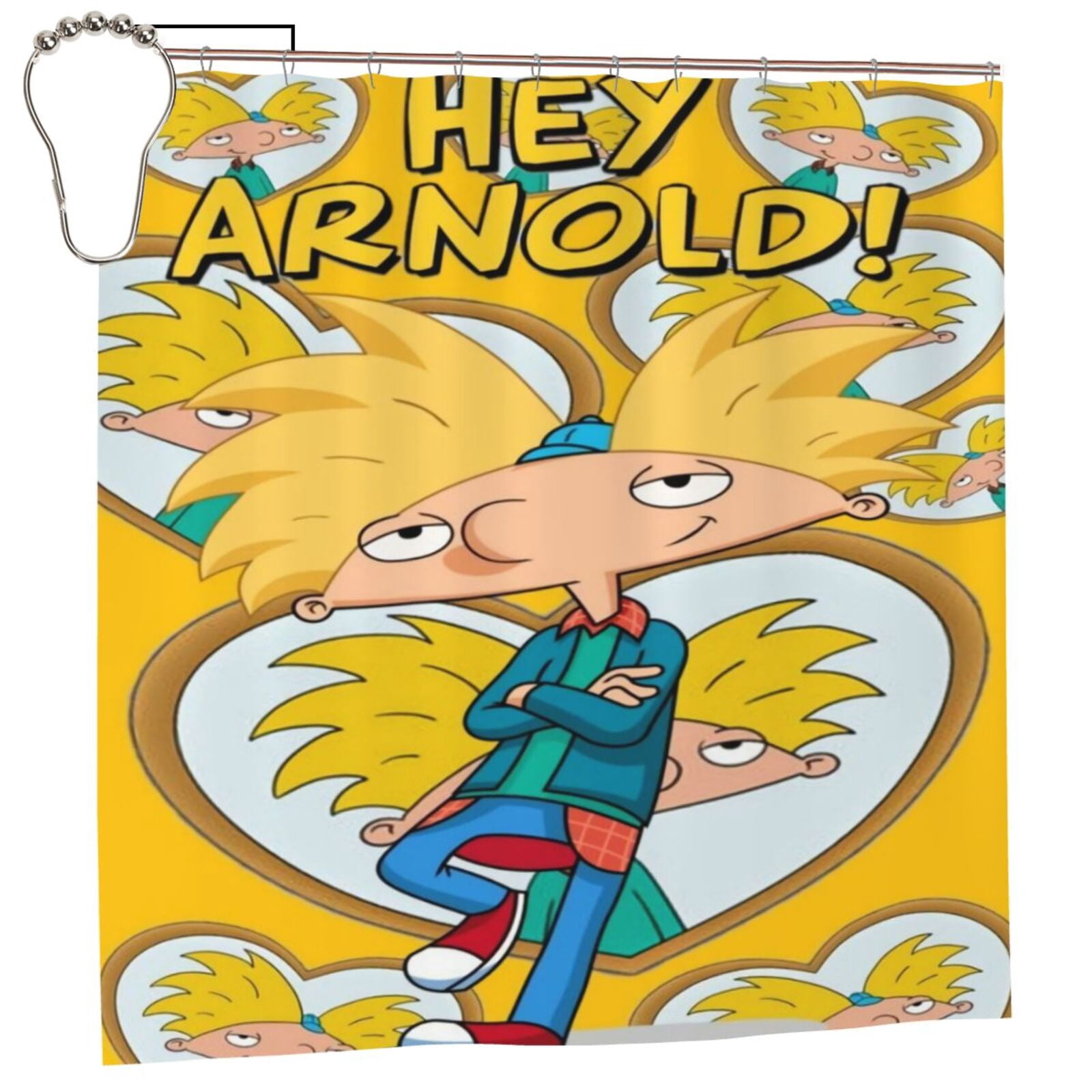Hey Arnold Cartoon Shower Curtain 72" X 72" Anime Bathroom Decor With ...