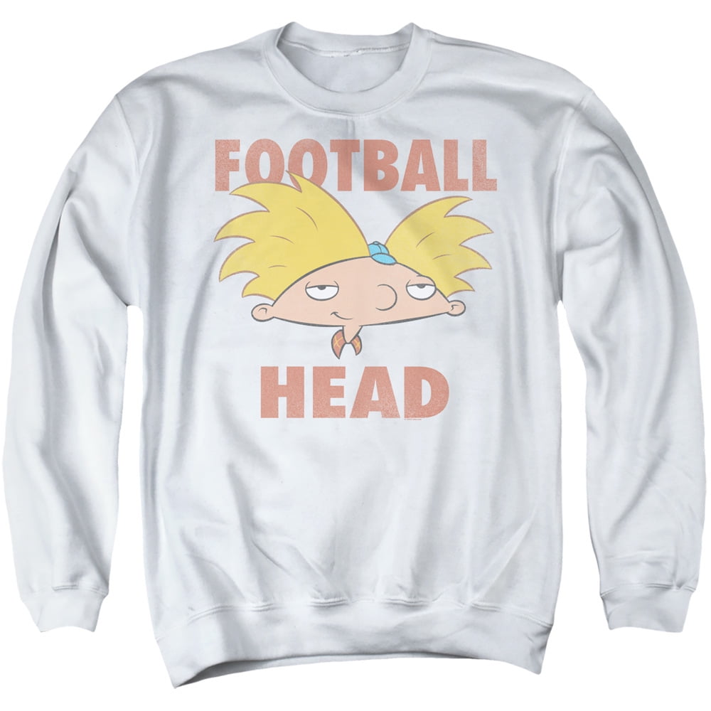 Hey Arnold Football Head Unisex Adult Crewneck Sweatshirt (Small) White ...