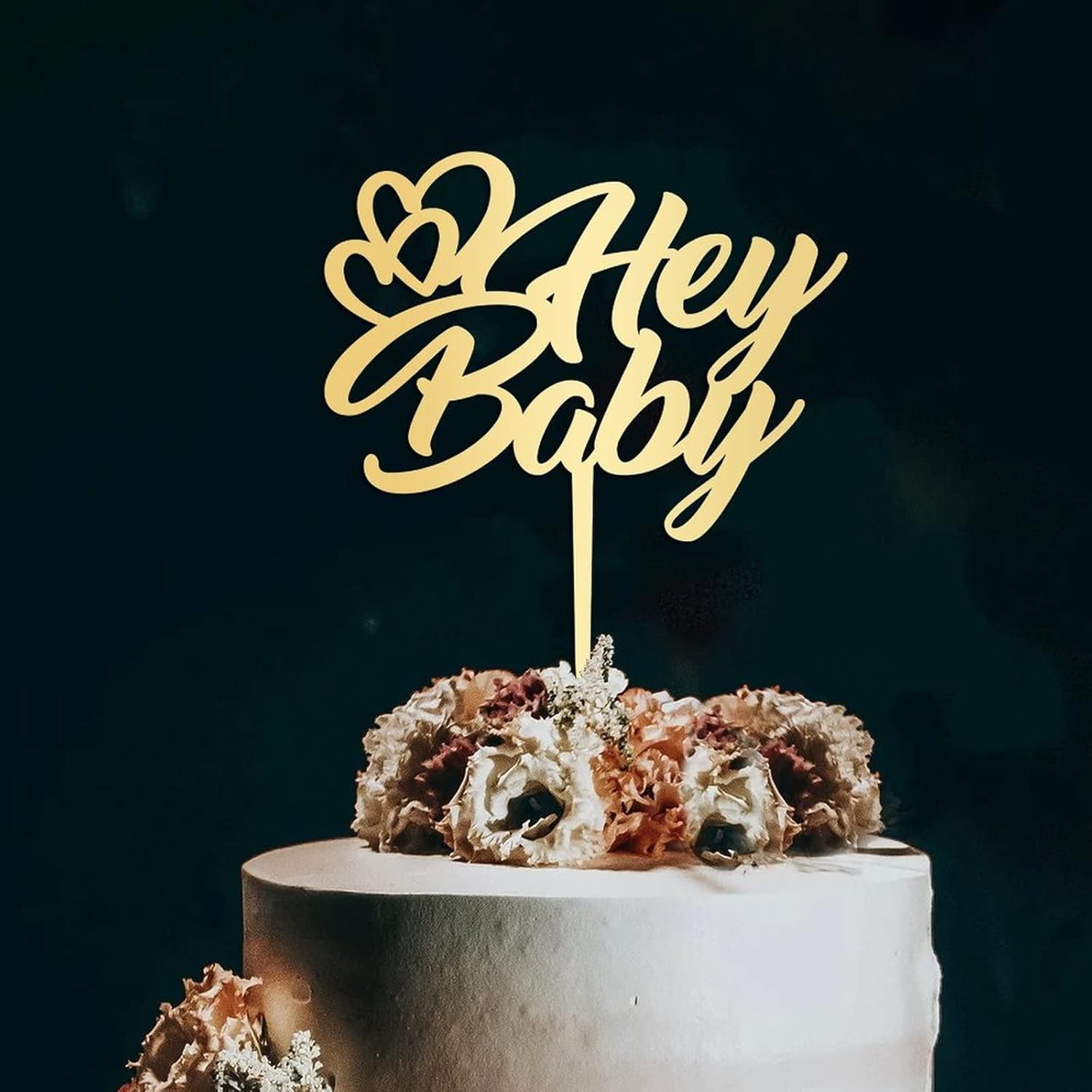 Hey Baby Cake Toppers Monogram Acrylic Cupcake Topper Picks Wedding ...