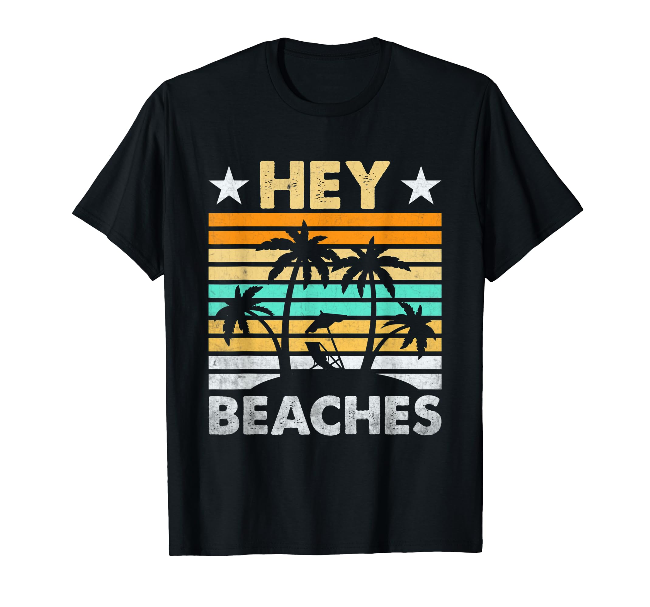 Hey Beaches Hola Retro Sunset Funny Beach Vacation Summer Casual Cotton ...