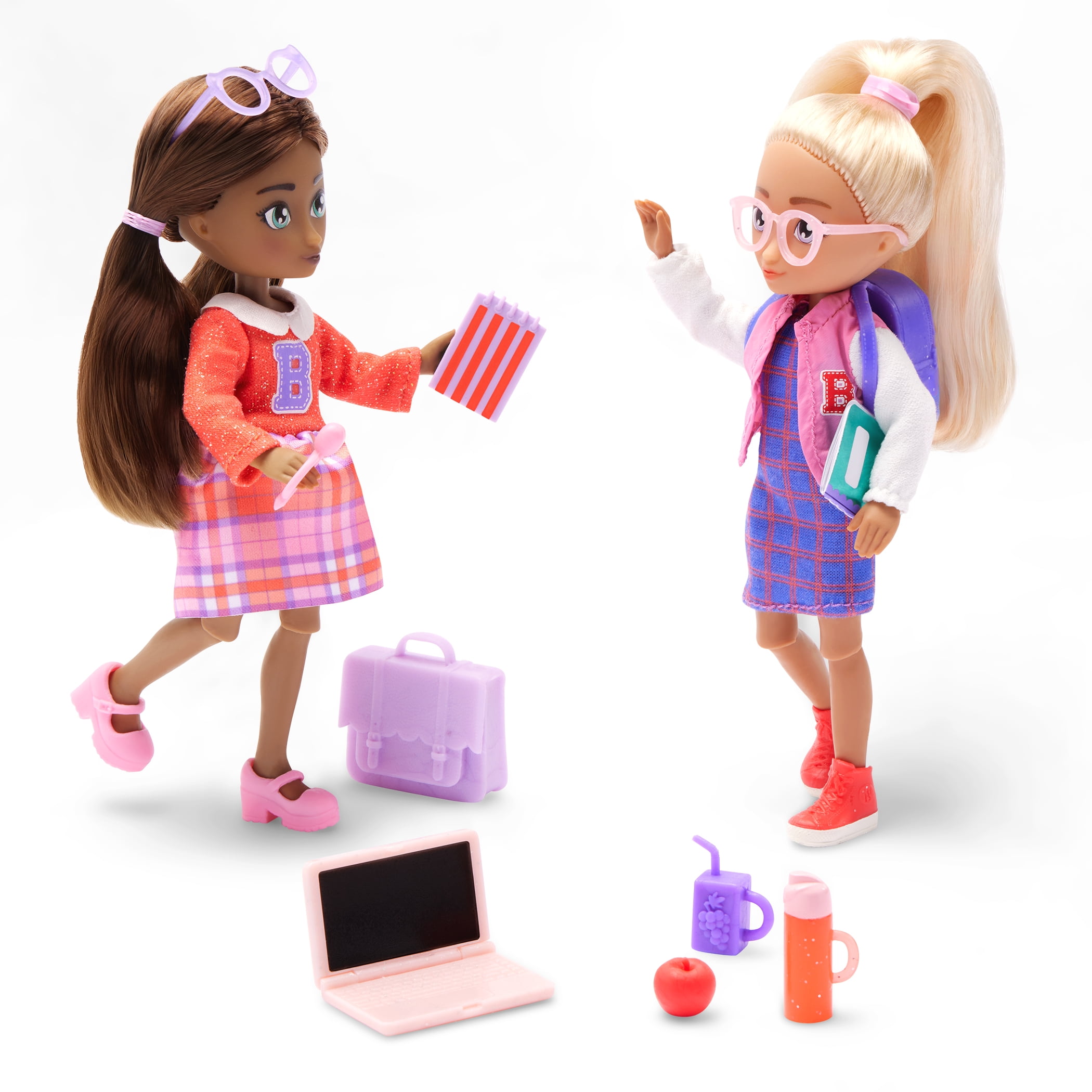 Hey Bestie Bella & Nicole 20 Piece Set of 2 School Dolls with Toy ...