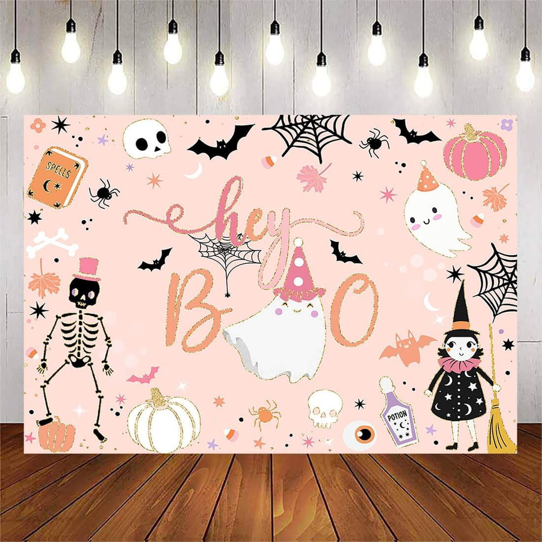 Hey Boo Halloween Backdrop Cute Halloween Ghost Little Boo Party ...