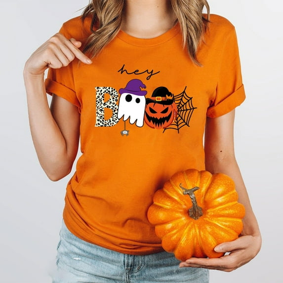 Hey Boo Halloween Shirt for Women, Cute Halloween T-Shirts for Women ...