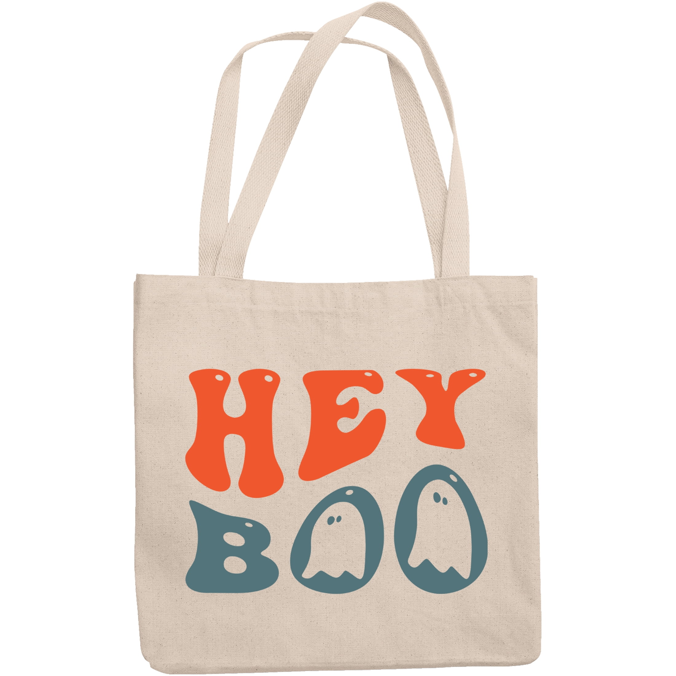 Hey Boo, Pun, Groovy Retro Wavy Text Merch Gift, 12oz Canvas Tote Bag ...