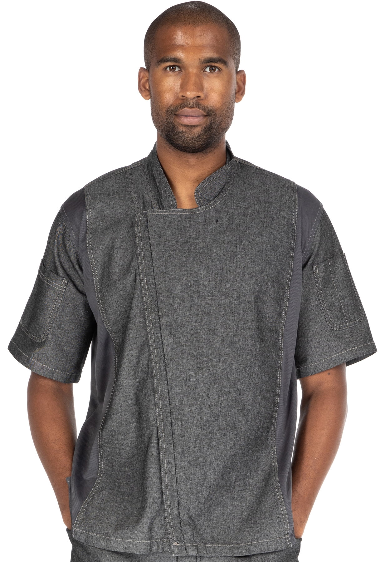 Hey Chef Unisex Denim Zipper Closure Top with Short Sleeves - Walmart.com