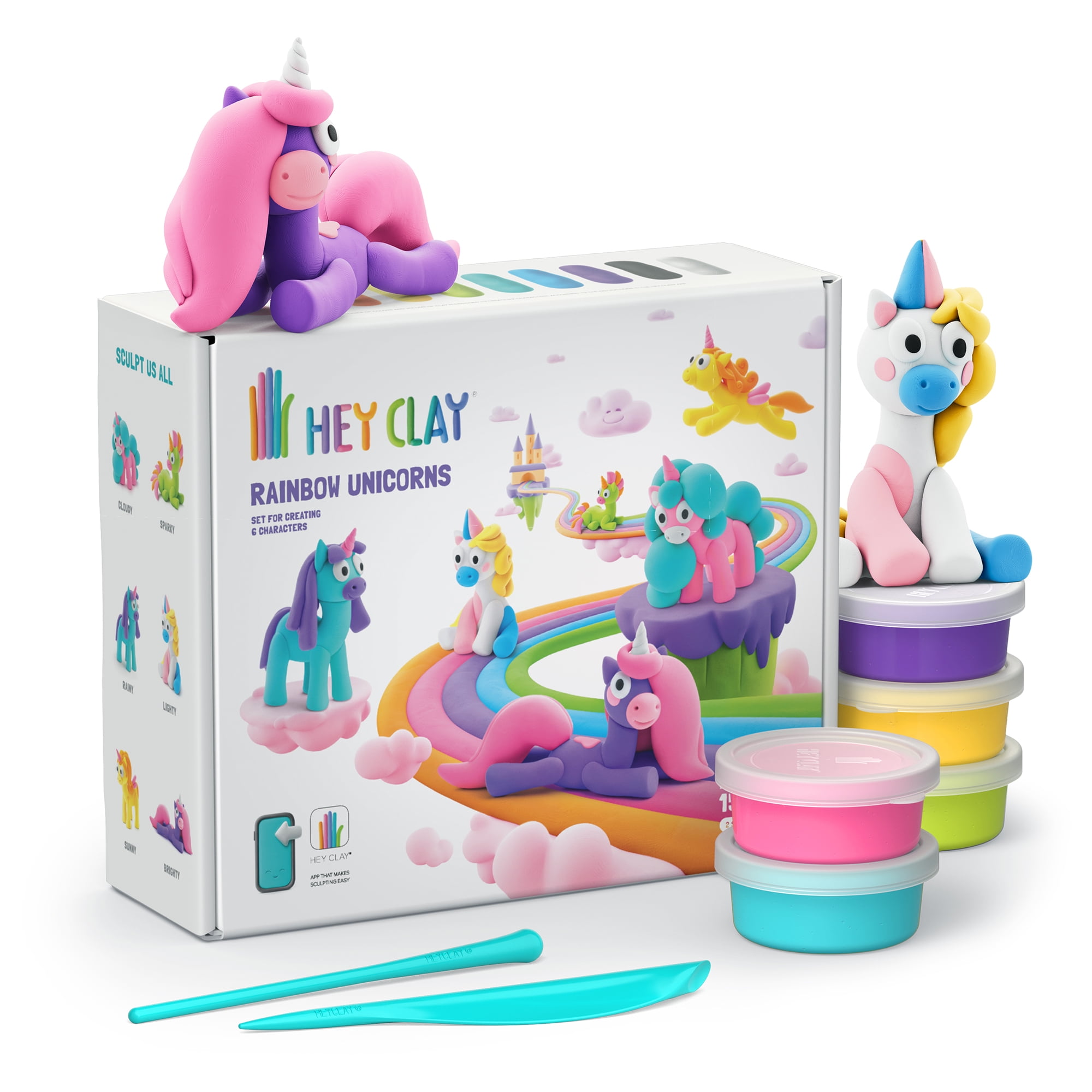 Hey Clay Rainbow Unicorns, Air Dry Clay Kit with Interactive App for ...