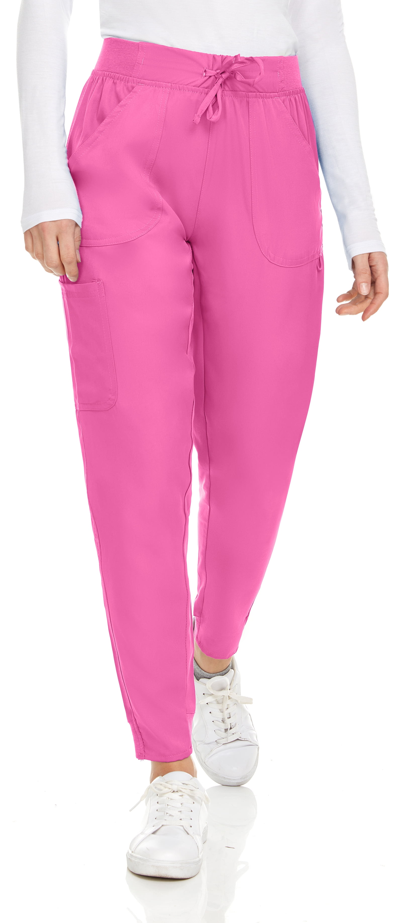 Hey Collection Womens Knit Stretch Scrub Jogger Pants, Shocking Pink ...