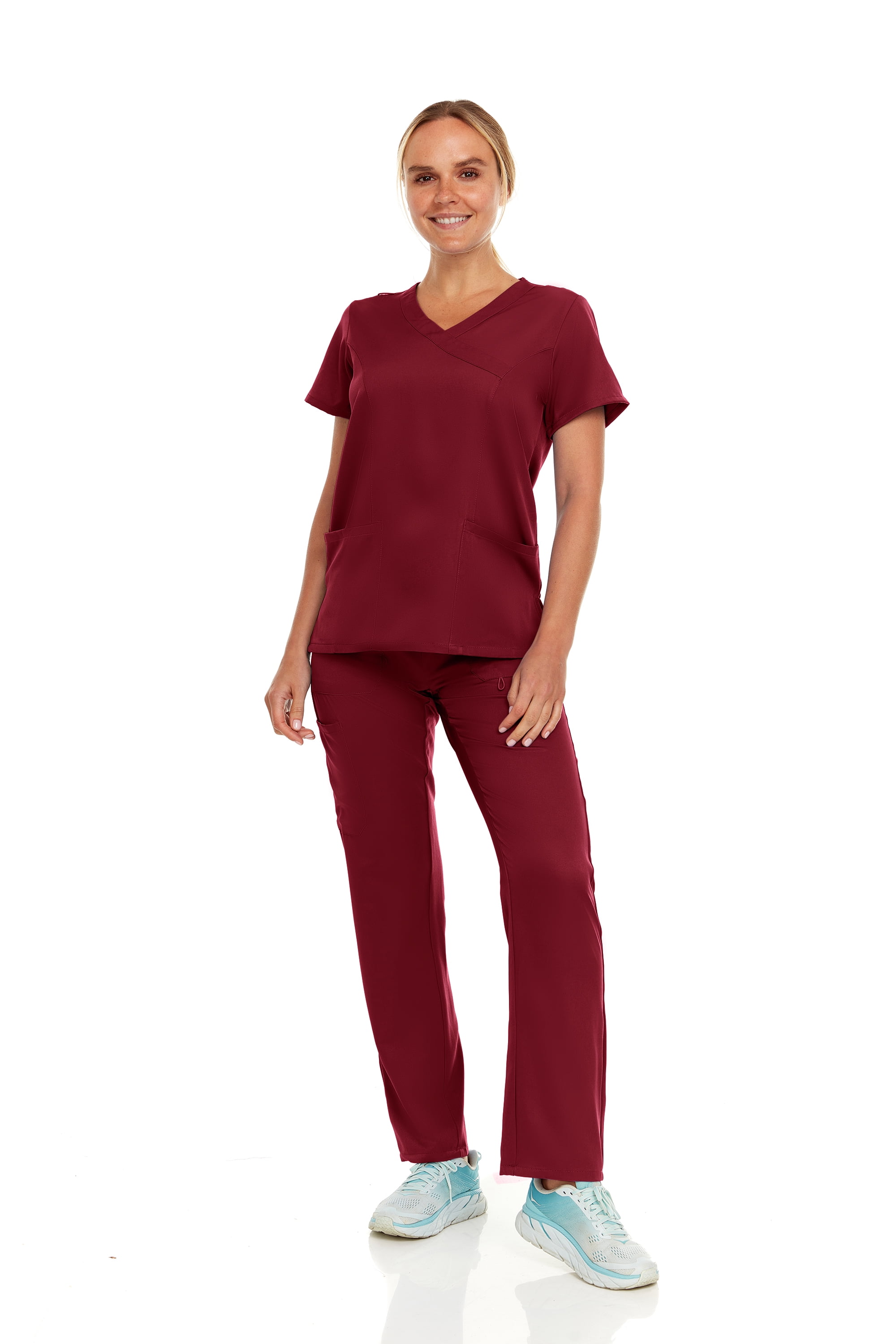 Hey Collection Womens Stretch Colorful Cargo Mock Neck Scrubs Set ...