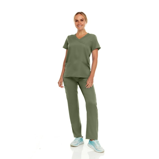 Hey Collection Womens Stretch Colorful Cargo Mock Neck Scrubs Set ...