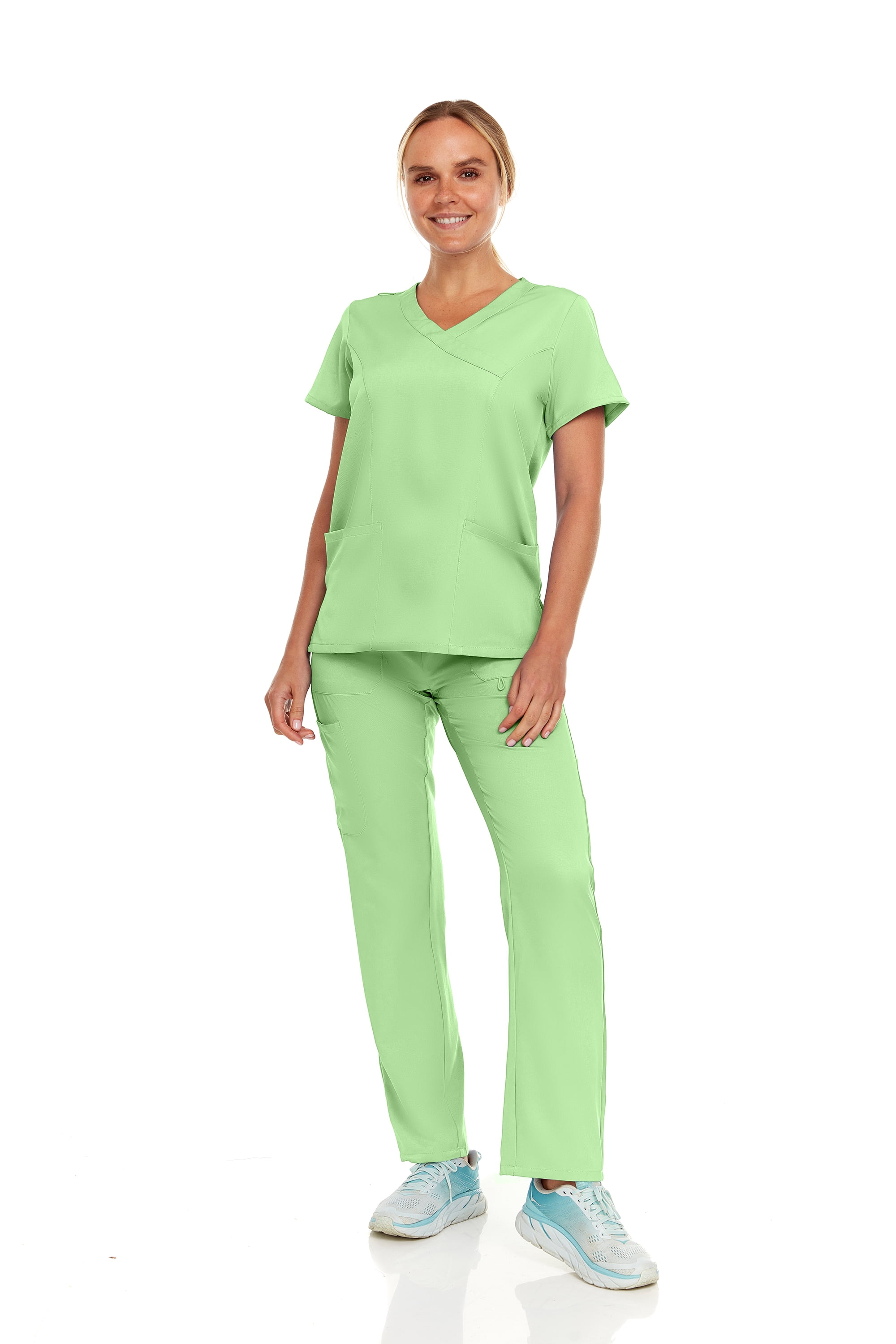 Hey Collection Womens Stretch Colorful Cargo Mock Neck Scrubs Set ...