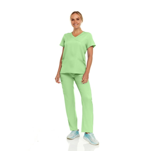 Hey Collection Womens Stretch Colorful Cargo Mock Neck Scrubs Set ...